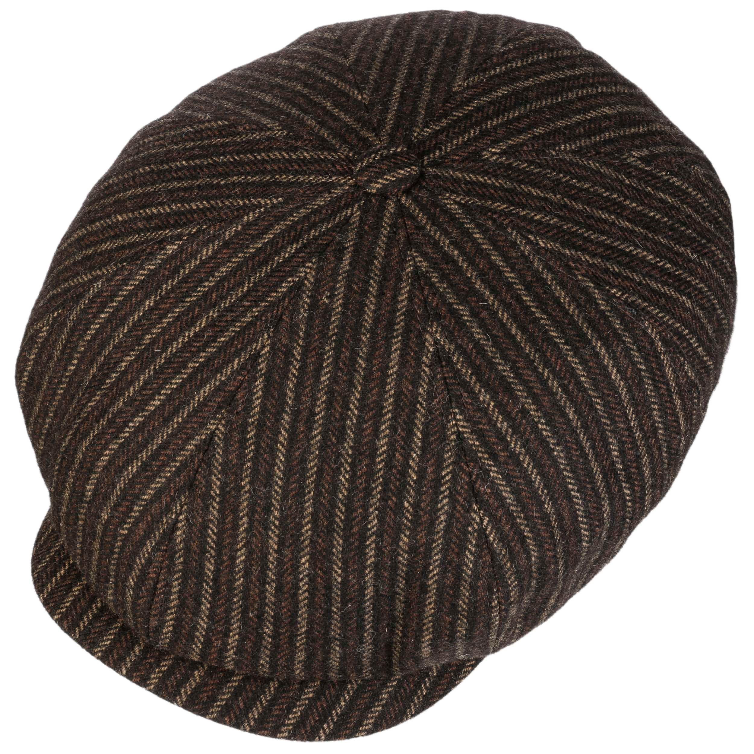 8 Panel Woolen Stripe Flat Cap by Stetson - £113.45