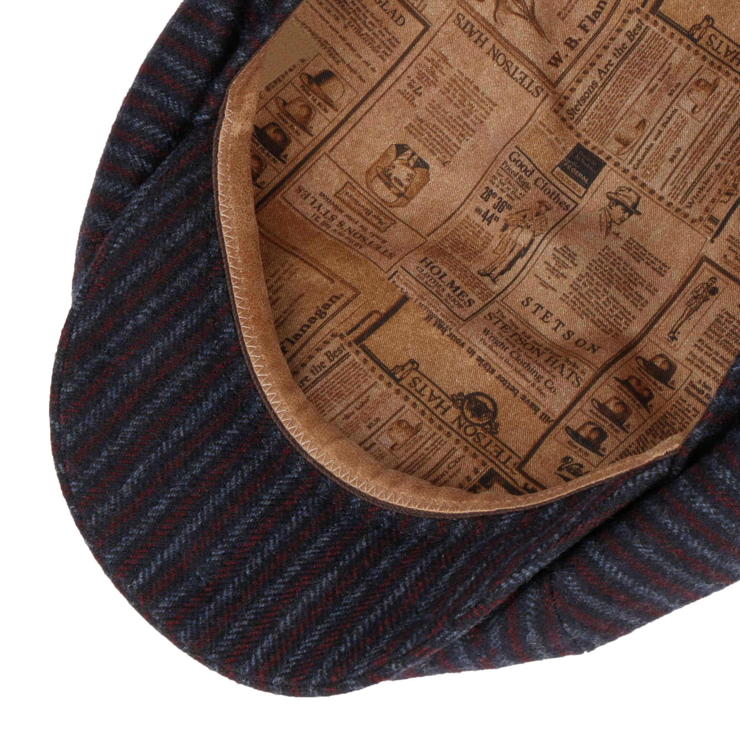 8 Panel Woolen Stripe Flat Cap by Stetson - £113.45