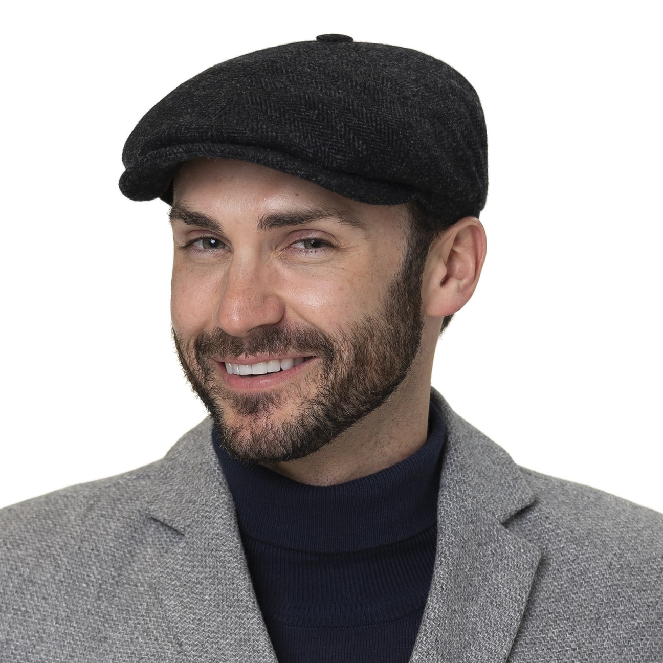 Brooklin Black Herringbone Flat Cap by Stetson - £89.00