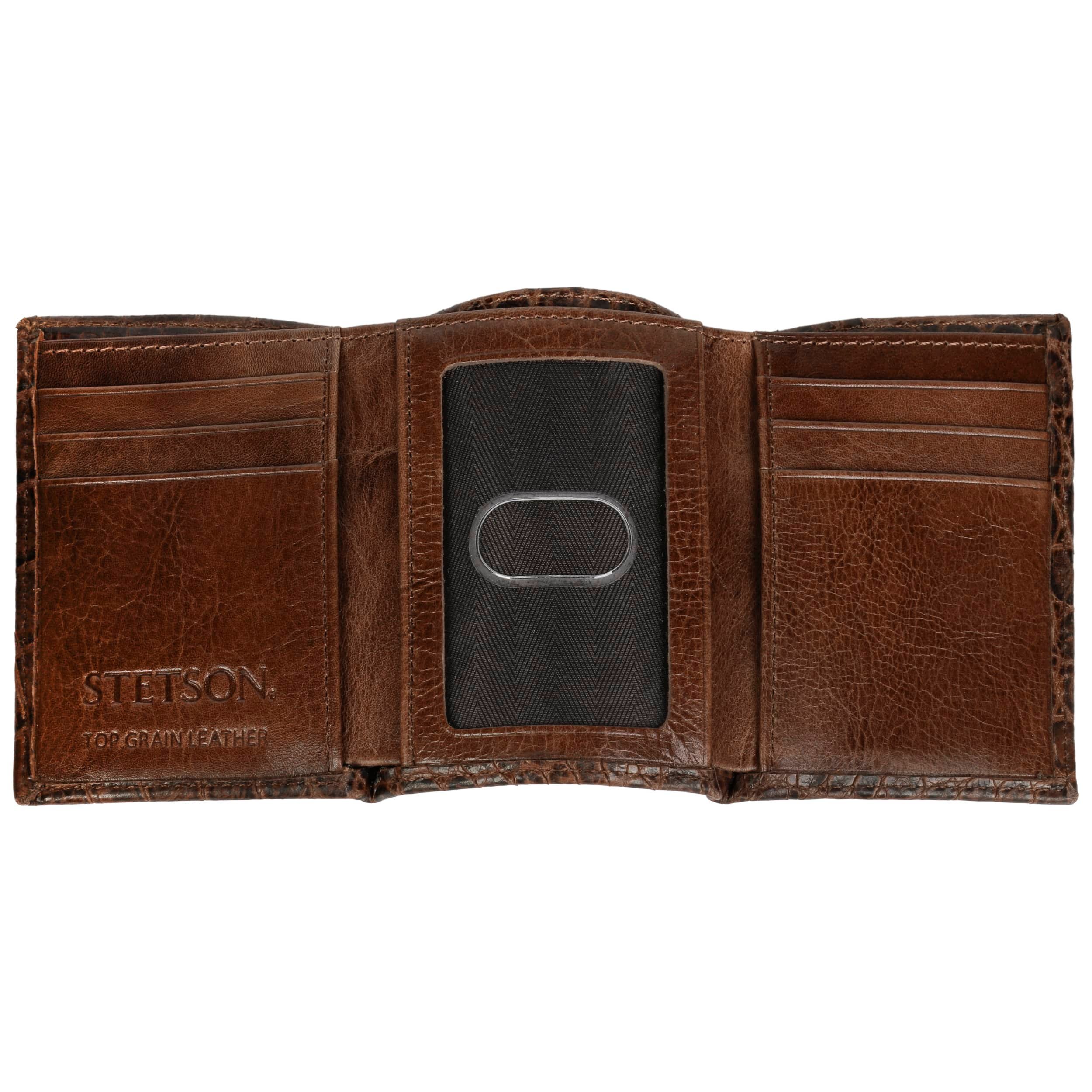 Croco Embossed Leather Tri-Fold Wallet by Stetson - £90.00