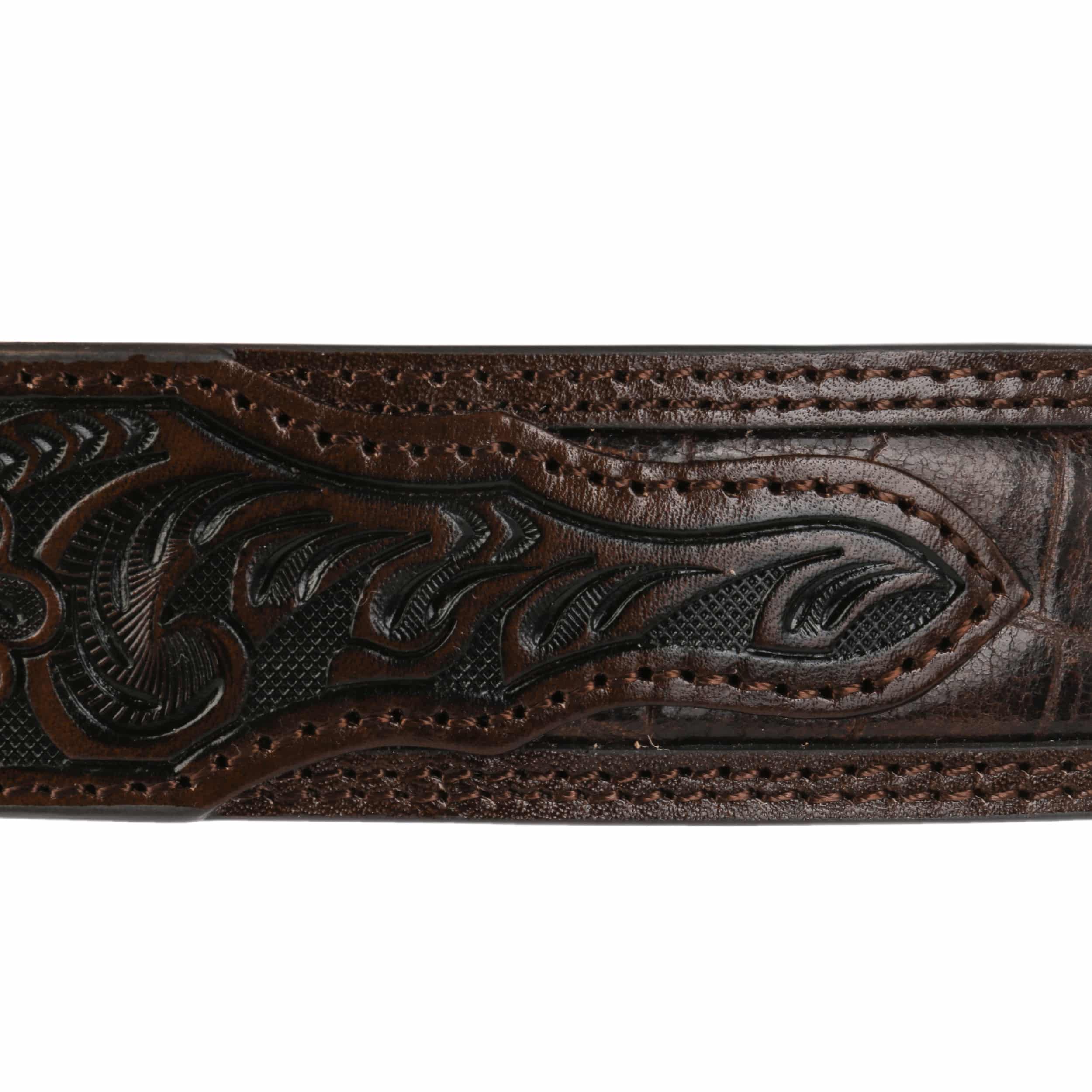 Croco Print Tooled Leather Belt by Stetson - £120.00