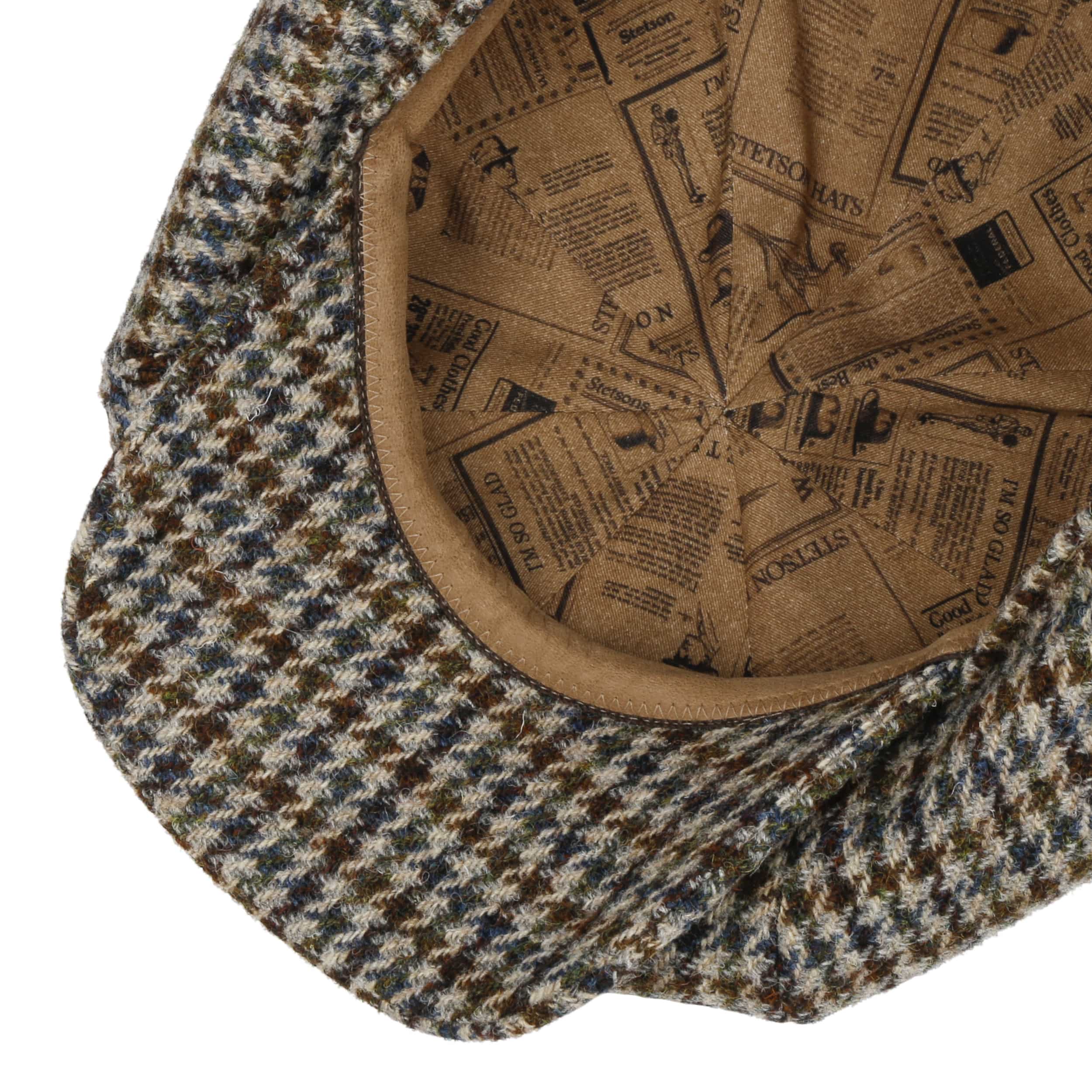 Harris Tweed Houndstooth Flat Cap by Stetson - £179.00