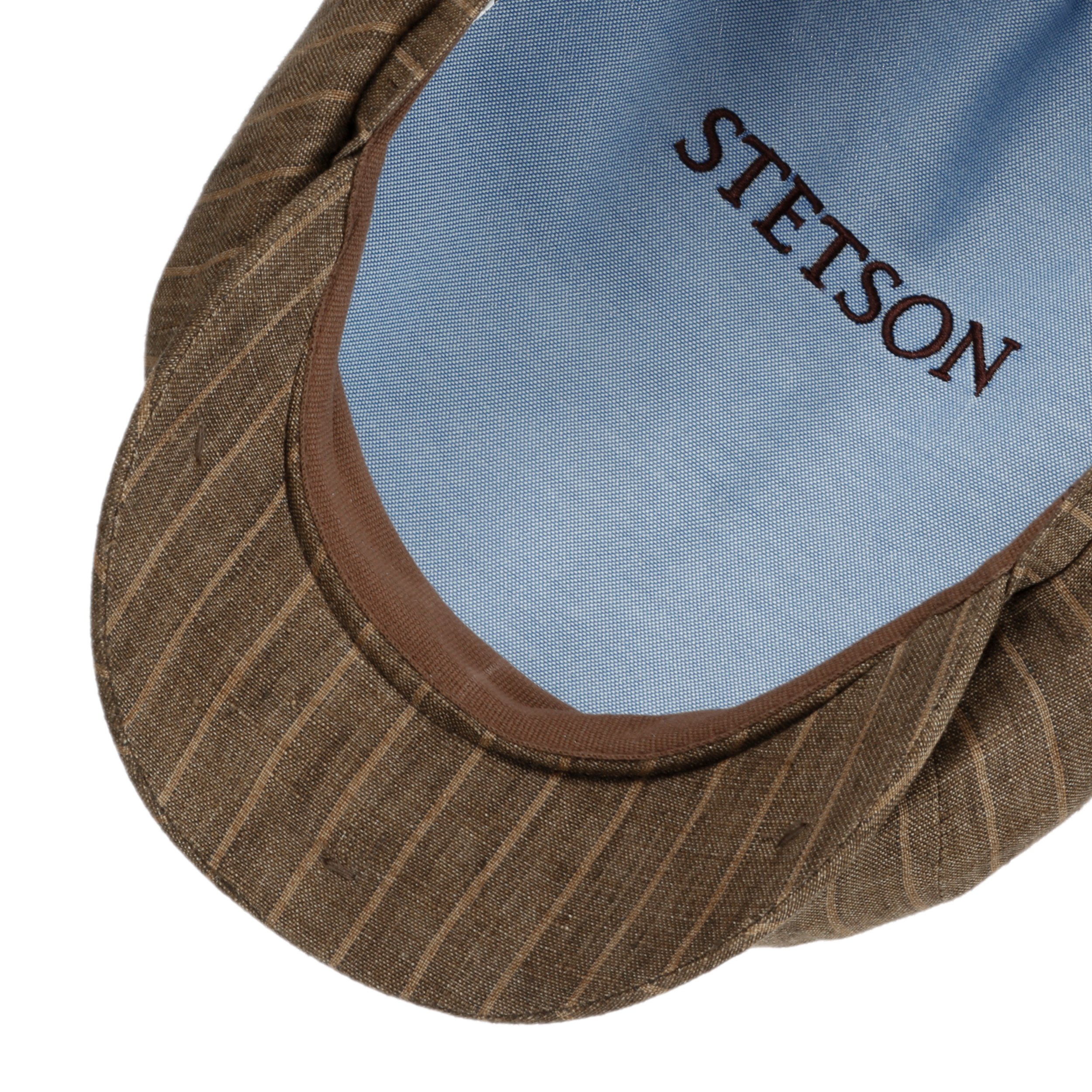 Hatteras Striped Linen Flat Cap by Stetson - £99.00