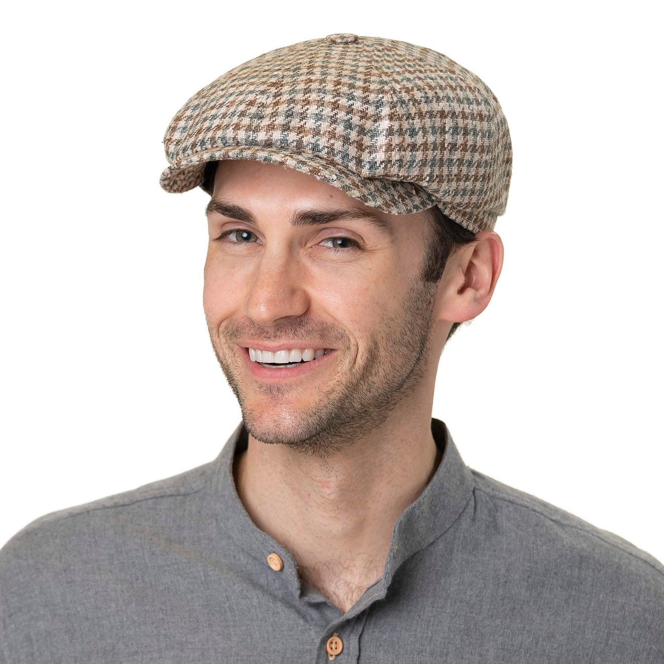 Hatteras Tricolour Houndstooth Flat Cap by Stetson - £159.00