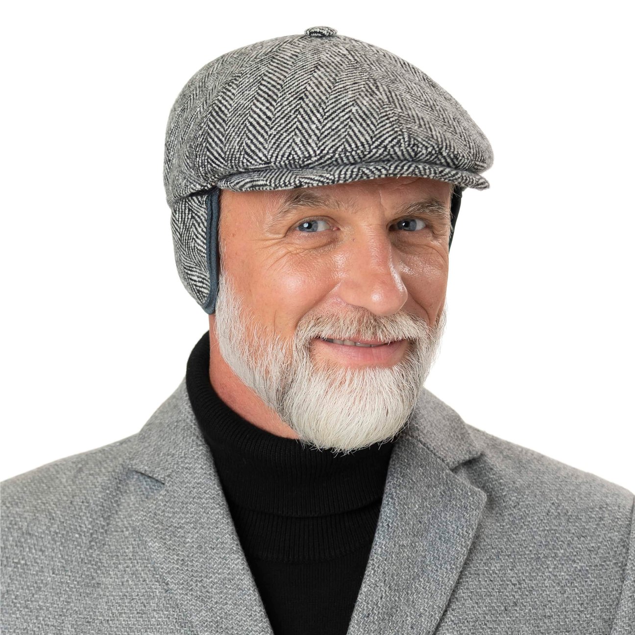 Herringbone Flat Cap with Ear Flaps by Lierys - £57.95