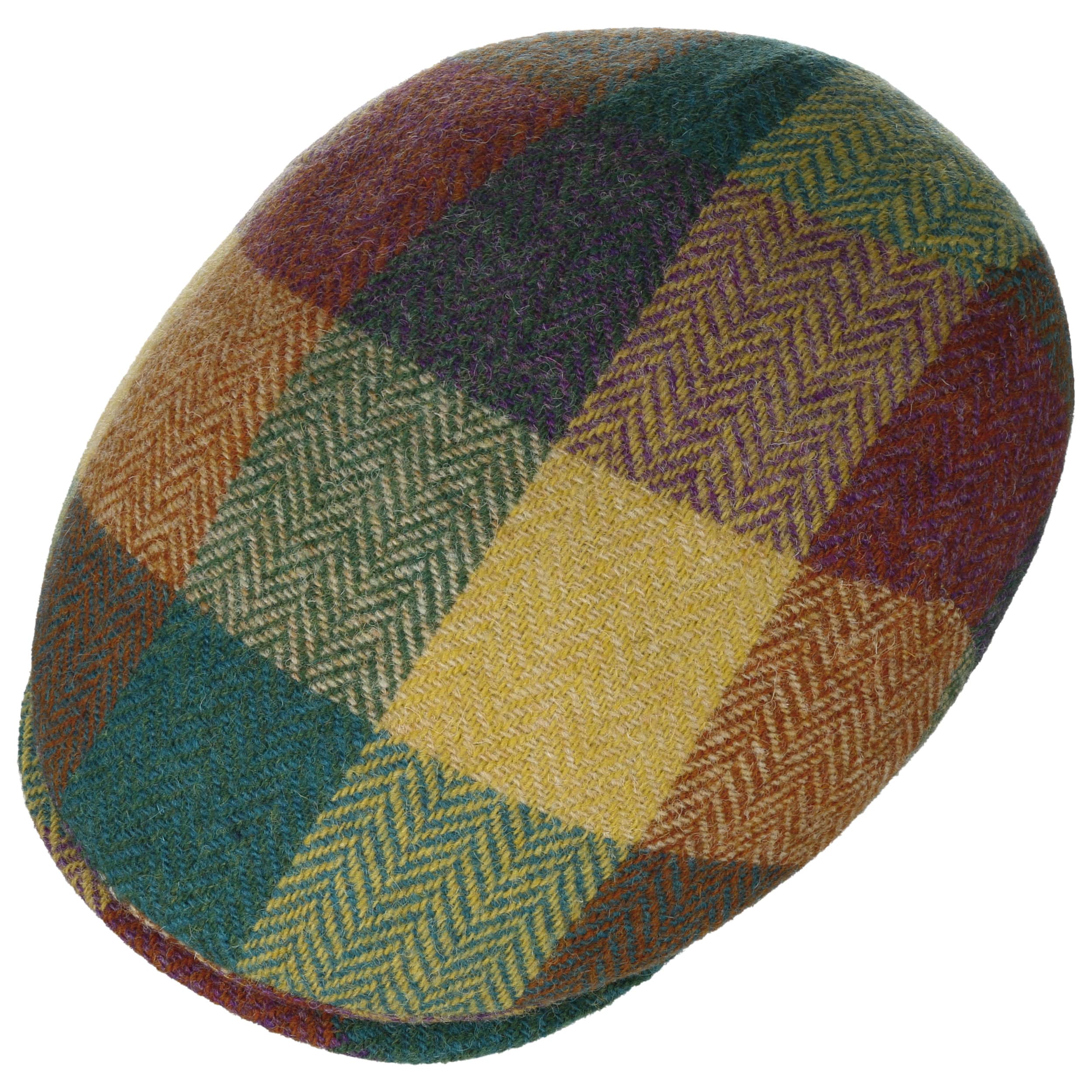 Herringbone Harris Tweed Colour Check Flat Cap - £88.95