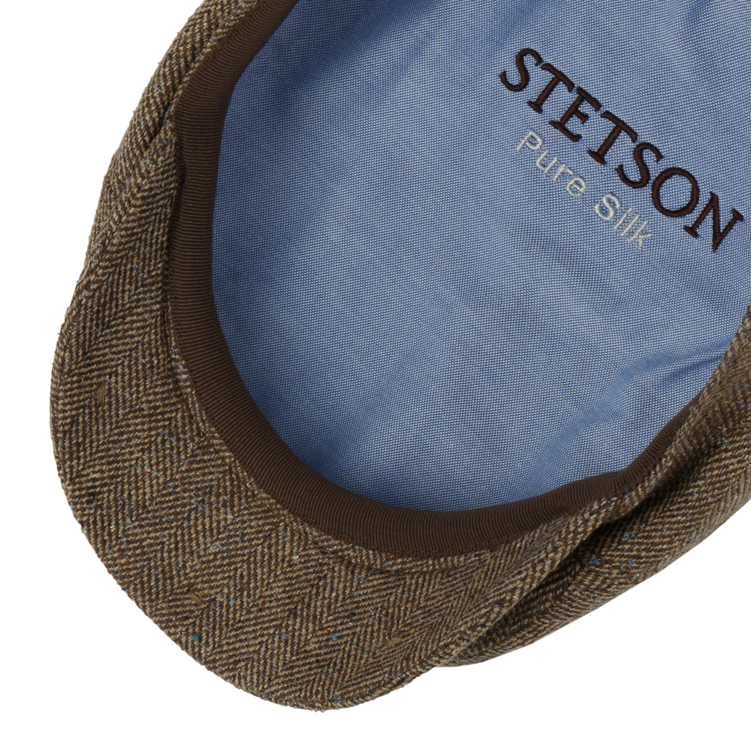 Herringbone Silk Driver Flat Cap by Stetson - £89.00