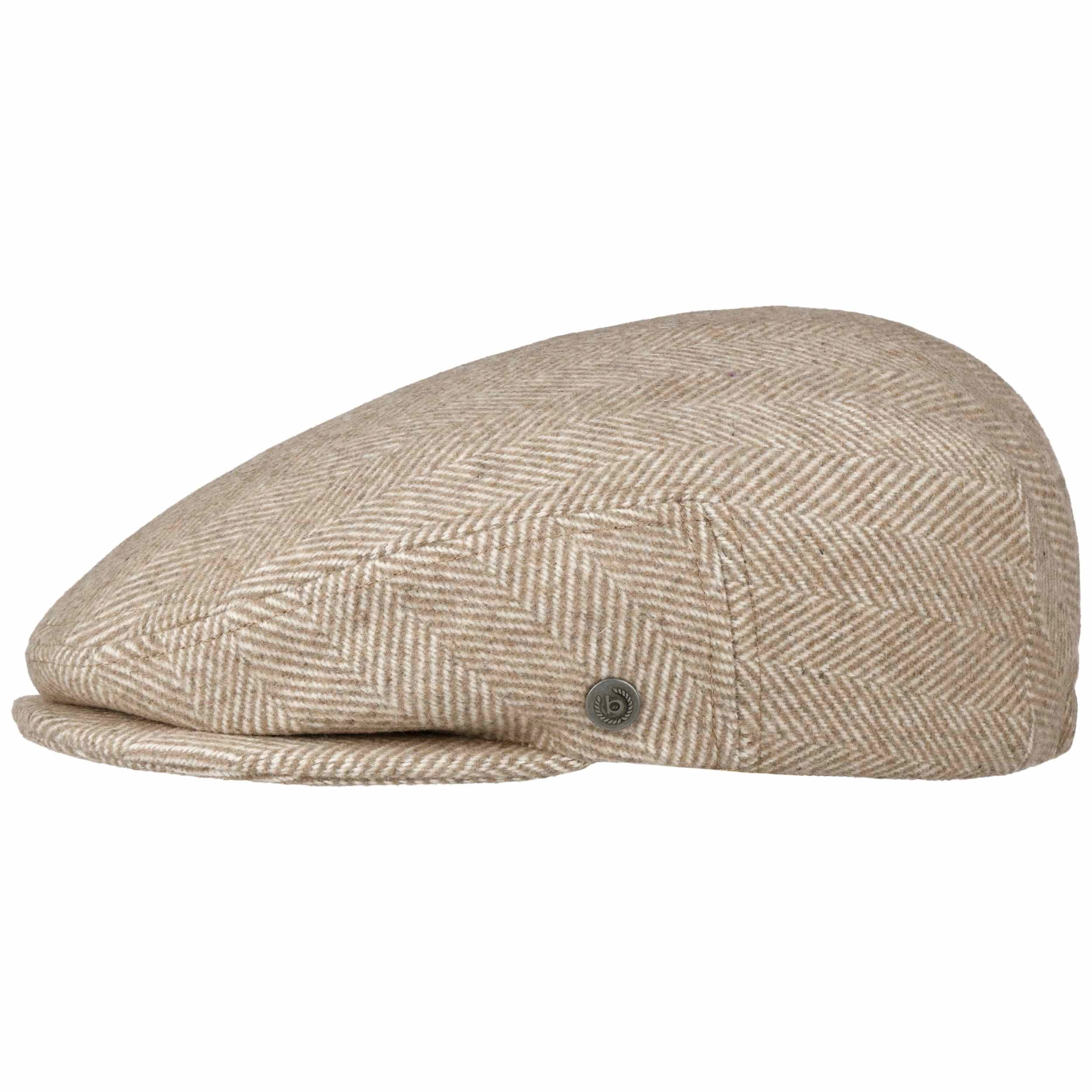 Herringbone Wool Driver Flat Cap by bugatti - £35.95