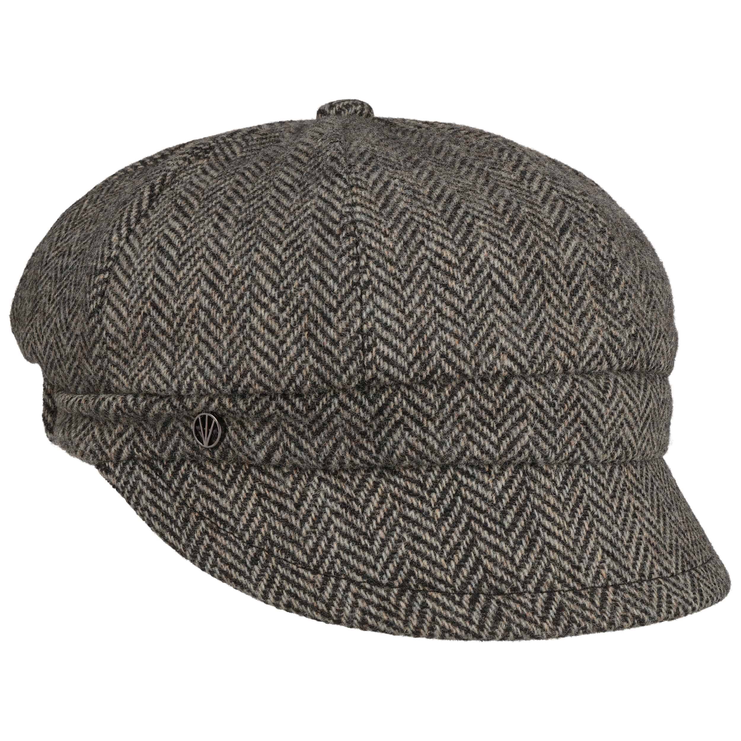 Herringbone Wool Newsboy Cap by Loevenich - £44.95