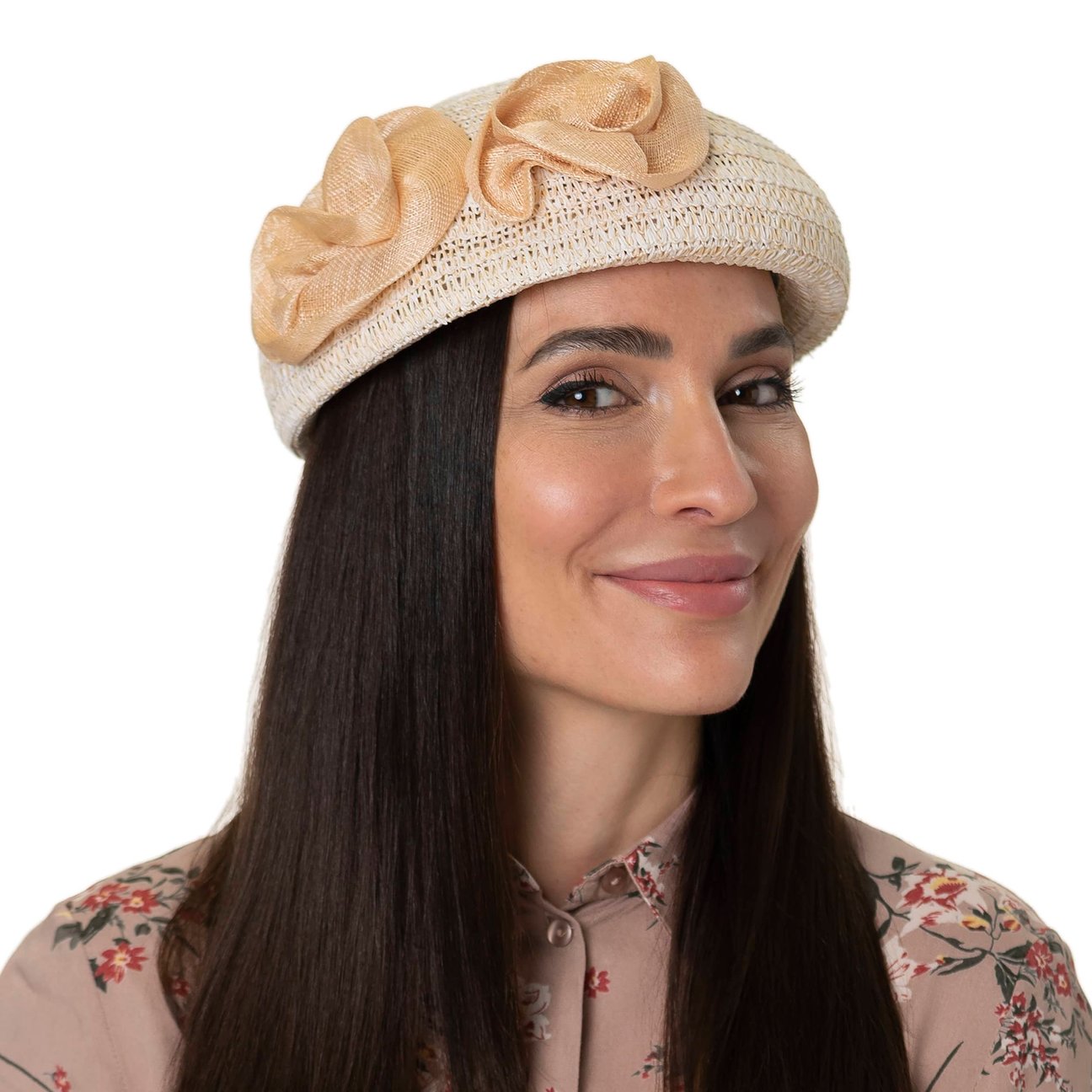 Paper Straw Beret with Sinamay by Seeberger - £114.95