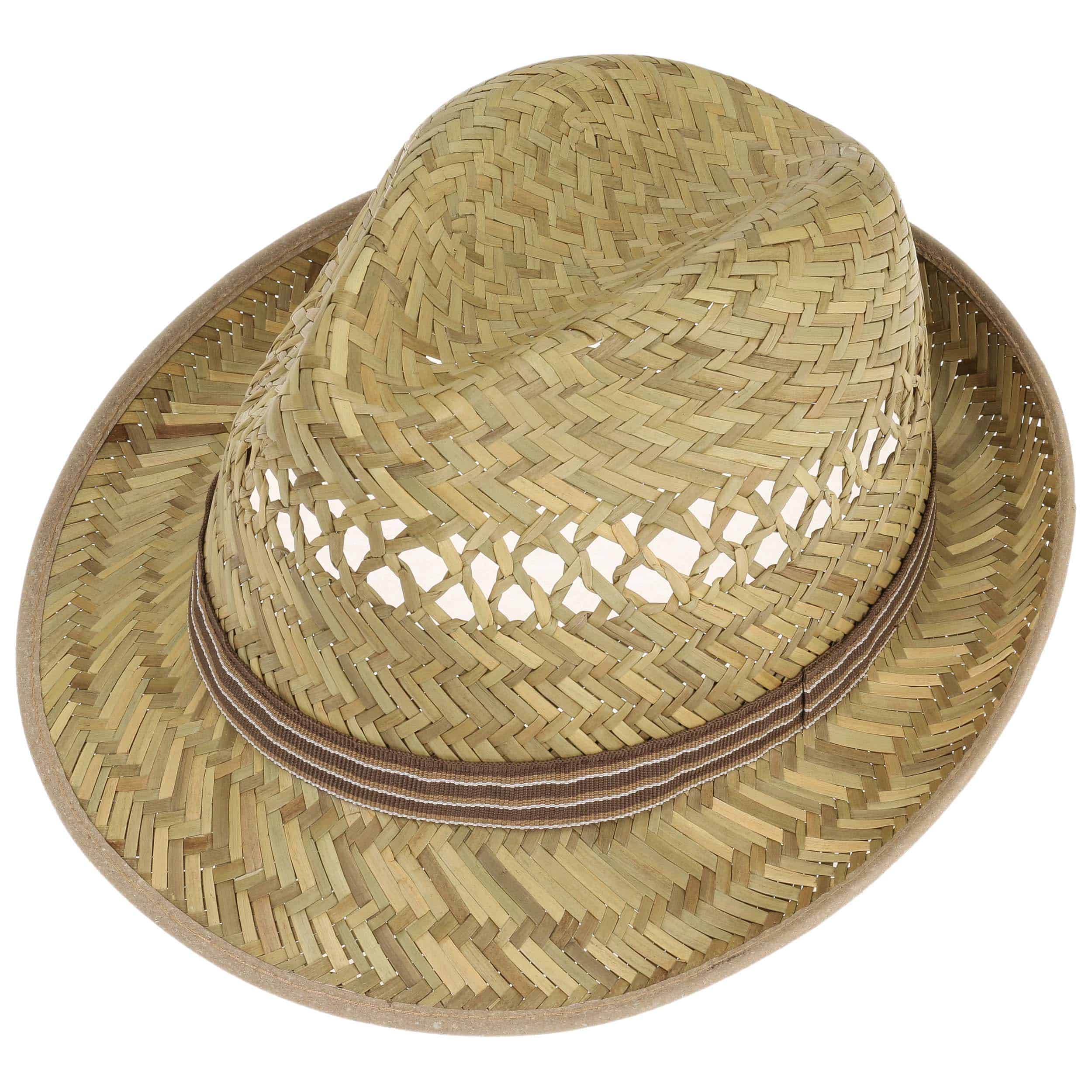 Striped Ribbon Trilby Straw Hat by Lipodo - £22.95