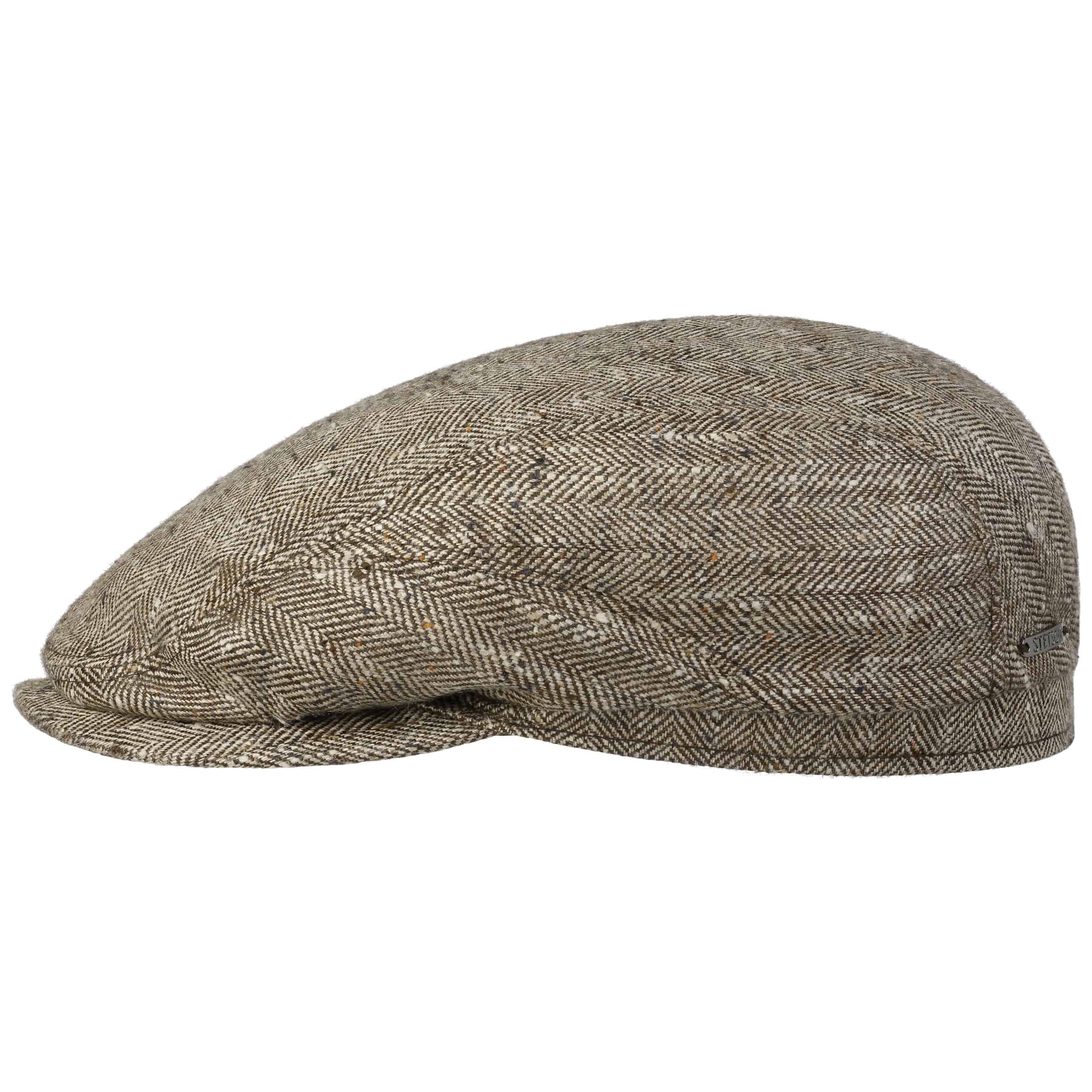 Tweed Herringbone Driver Flat Cap by Stetson - £169.00